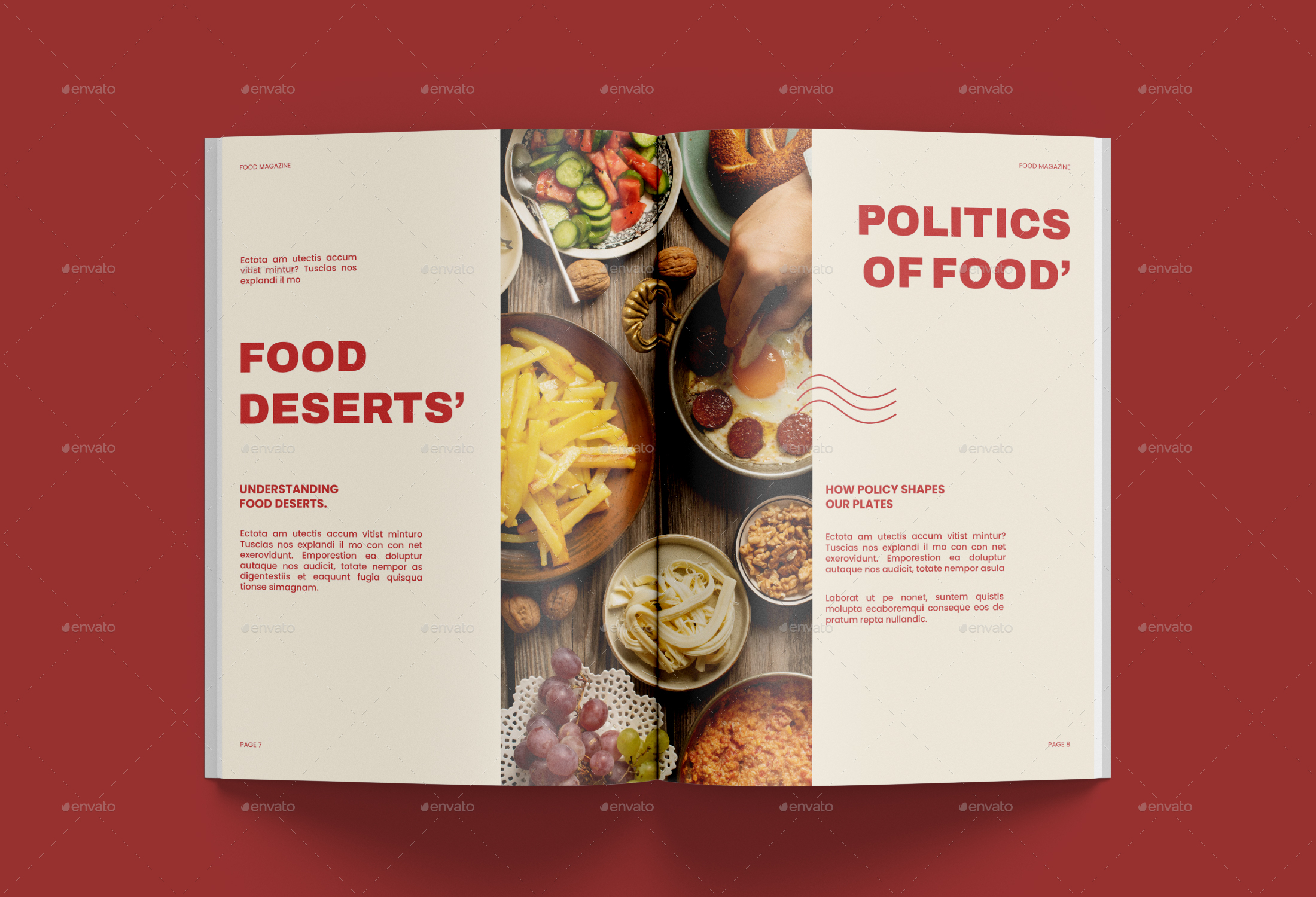 Red Cream Modern Minimalist Food Magazine, Print Templates | GraphicRiver