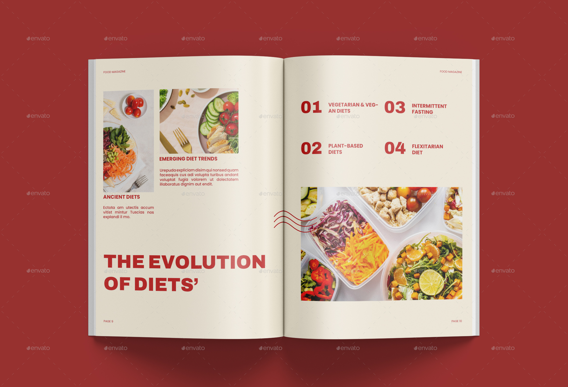 Red Cream Modern Minimalist Food Magazine, Print Templates | GraphicRiver