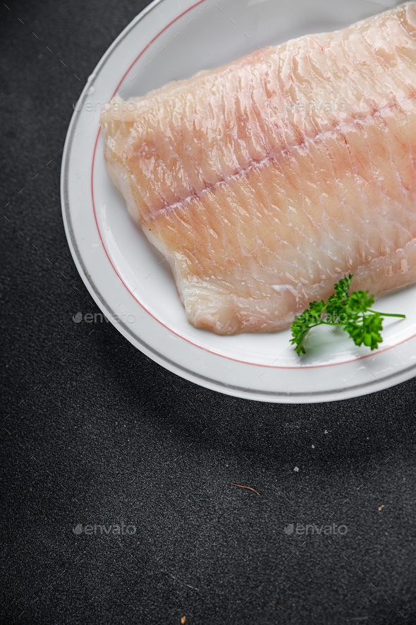 raw white fish fillet giant sea bass and filleting grouper fresh ...