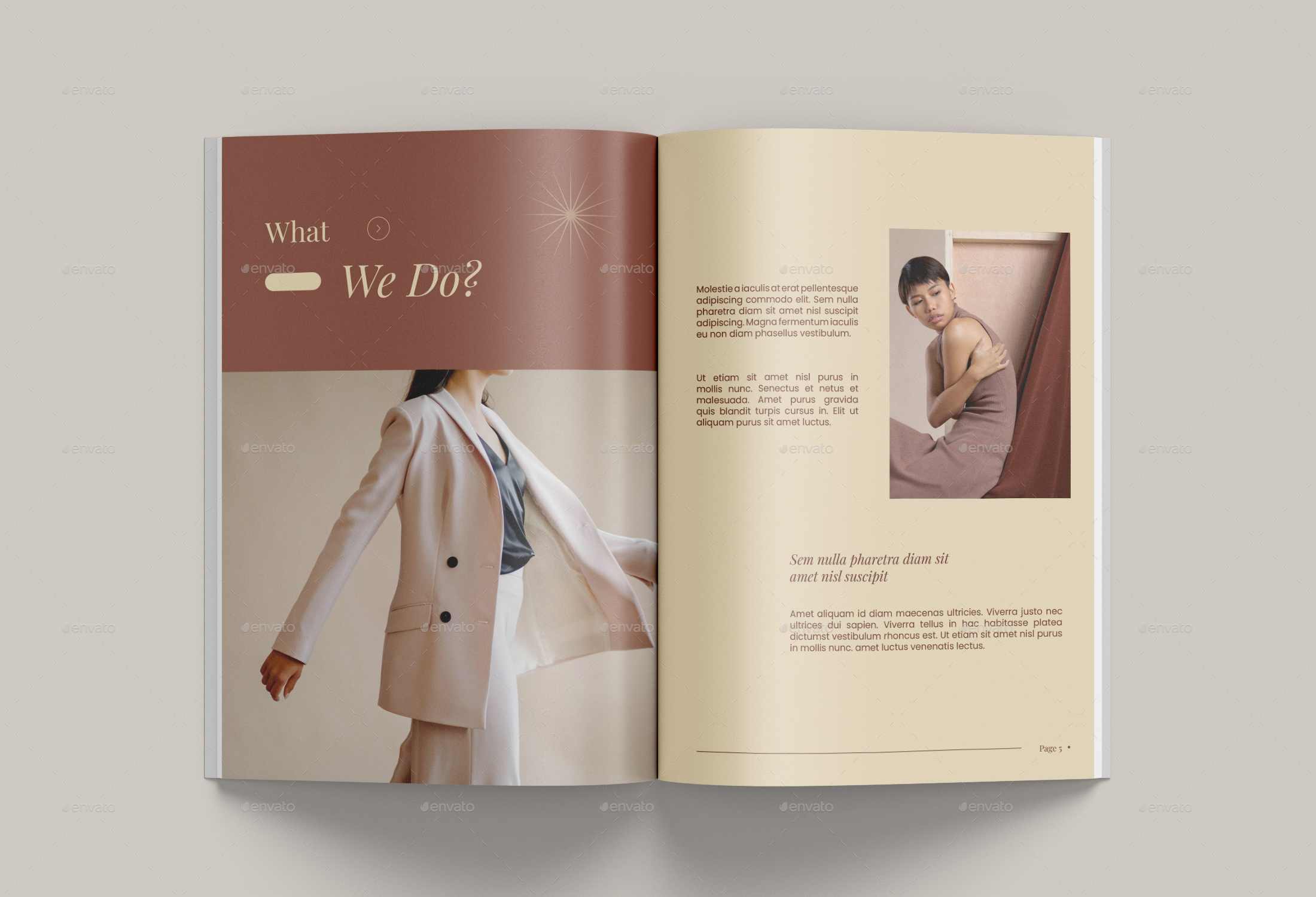 Brown Cream Minimalist Fashion Magazine, Print Templates | GraphicRiver