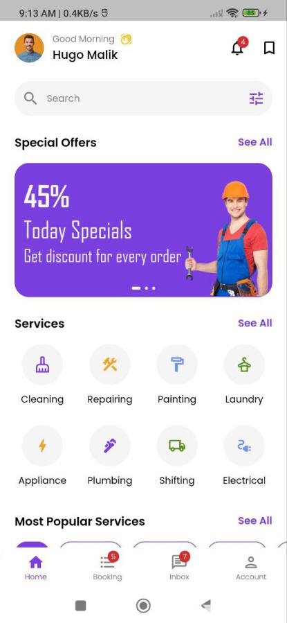 Huma - On-Demand Home Service Flutter UI Kit by BisDig | CodeCanyon