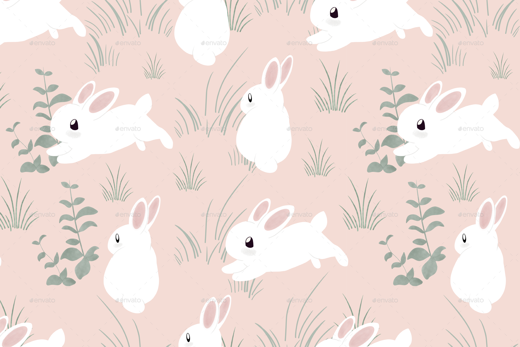 Rabbit seamless pattern with multiply background, Graphics | GraphicRiver
