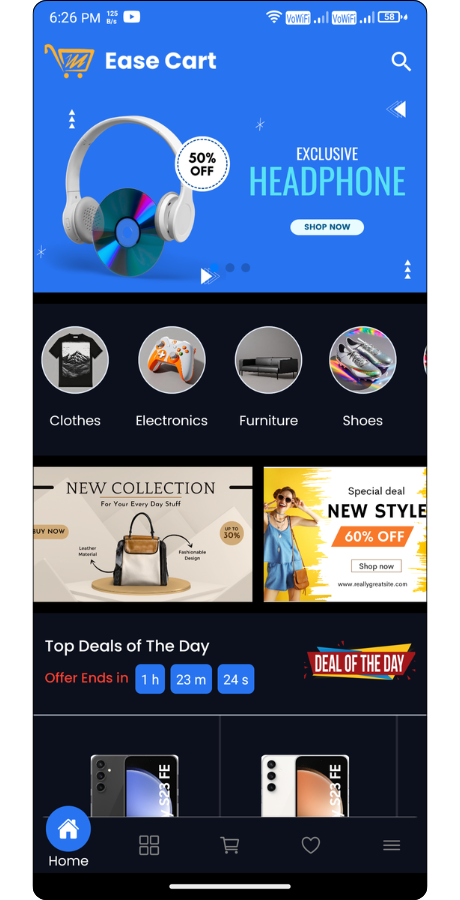 Ease Cart Grocery, Electronic, Ecommerce Android & IOS React Native Template by apksoftwaresolution