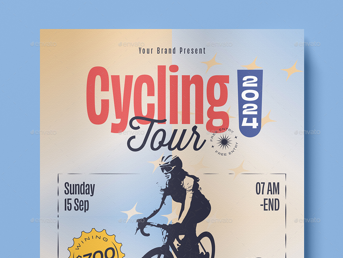 Cycling Tour 2024 Flyer, Print Templates | GraphicRiver