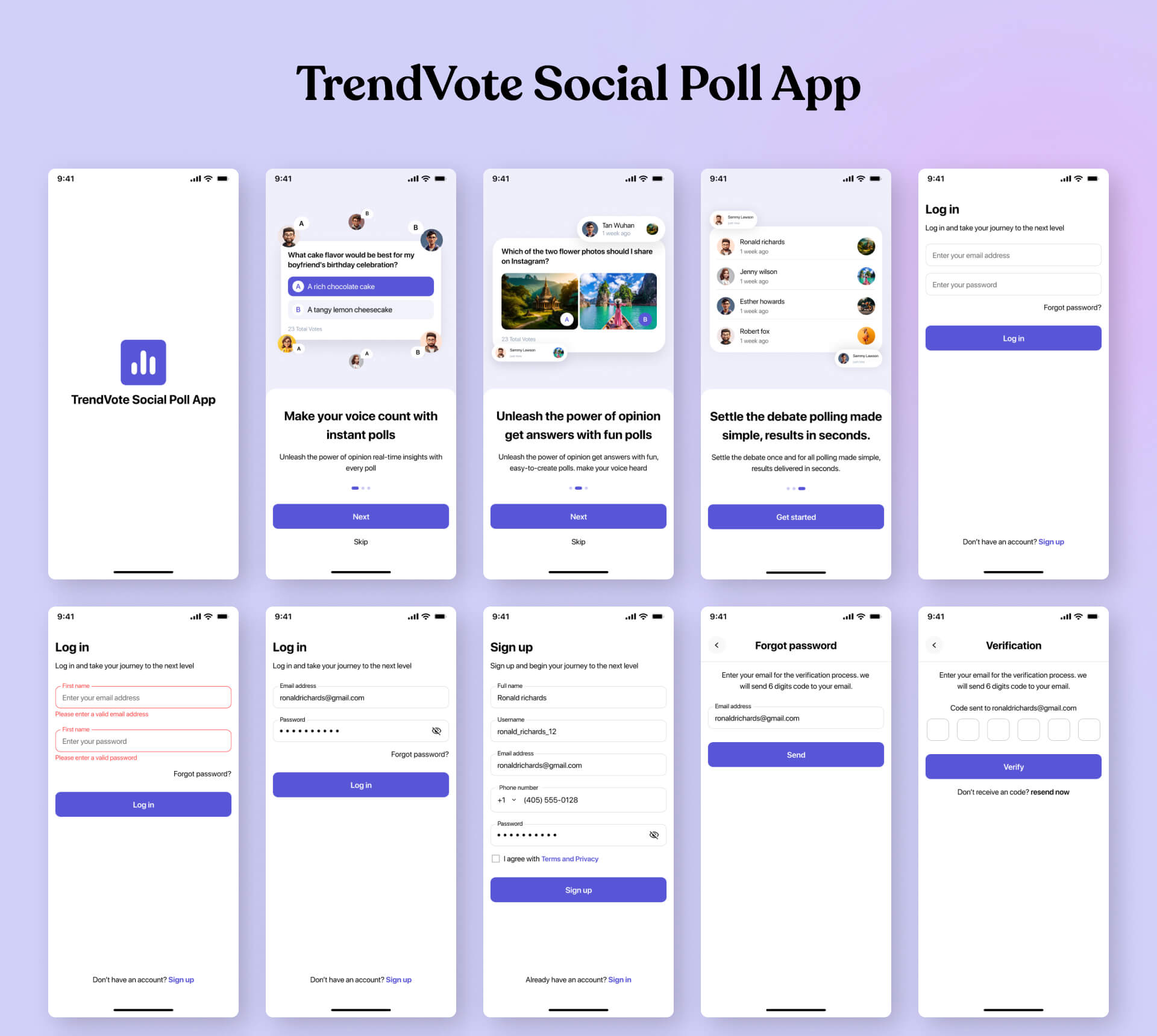 PollStream UI template | TrendVote Social Poll App in Flutter by fluttersapp