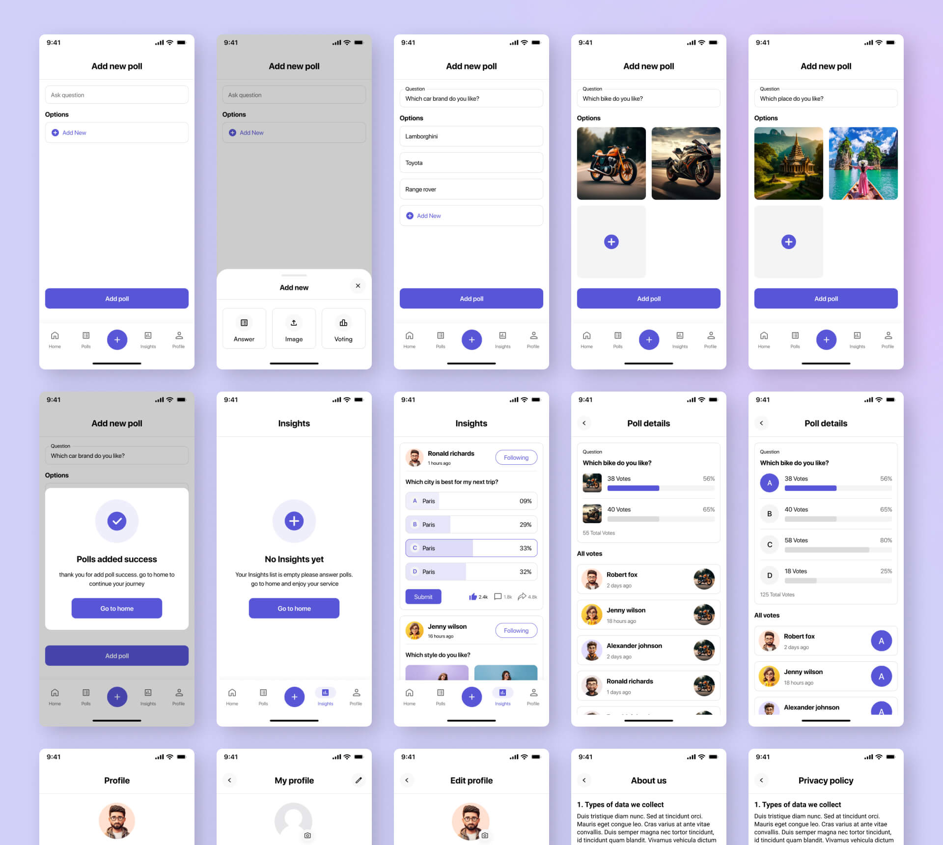 PollStream UI template | TrendVote Social Poll App in Flutter by fluttersapp