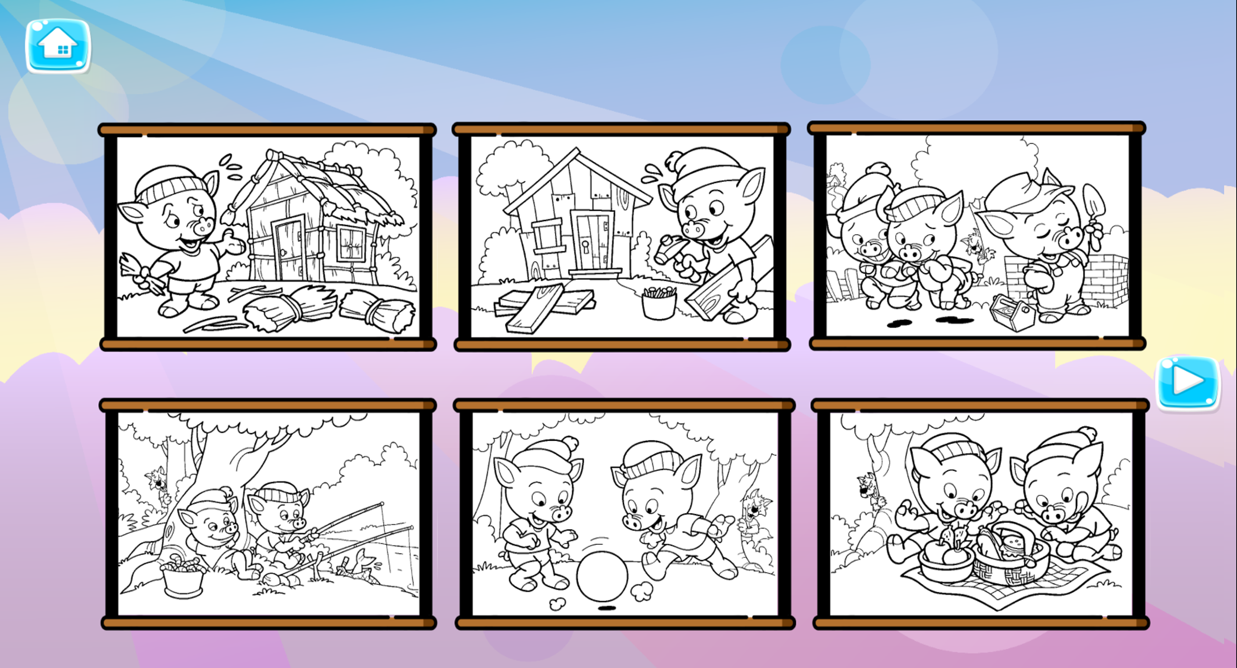 Coloring Three little Pigs - HTML5 Mobile Game by 013games | CodeCanyon