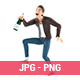 3D Drunk Cartoon Man Walking with Bottle, Graphics | GraphicRiver