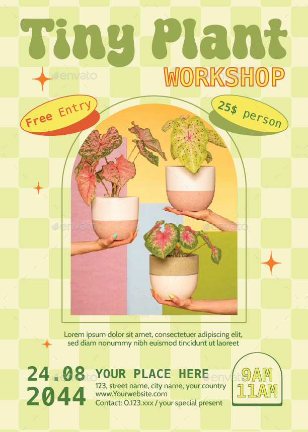 Tiny Plant Workshop Flyer, Print Templates | GraphicRiver
