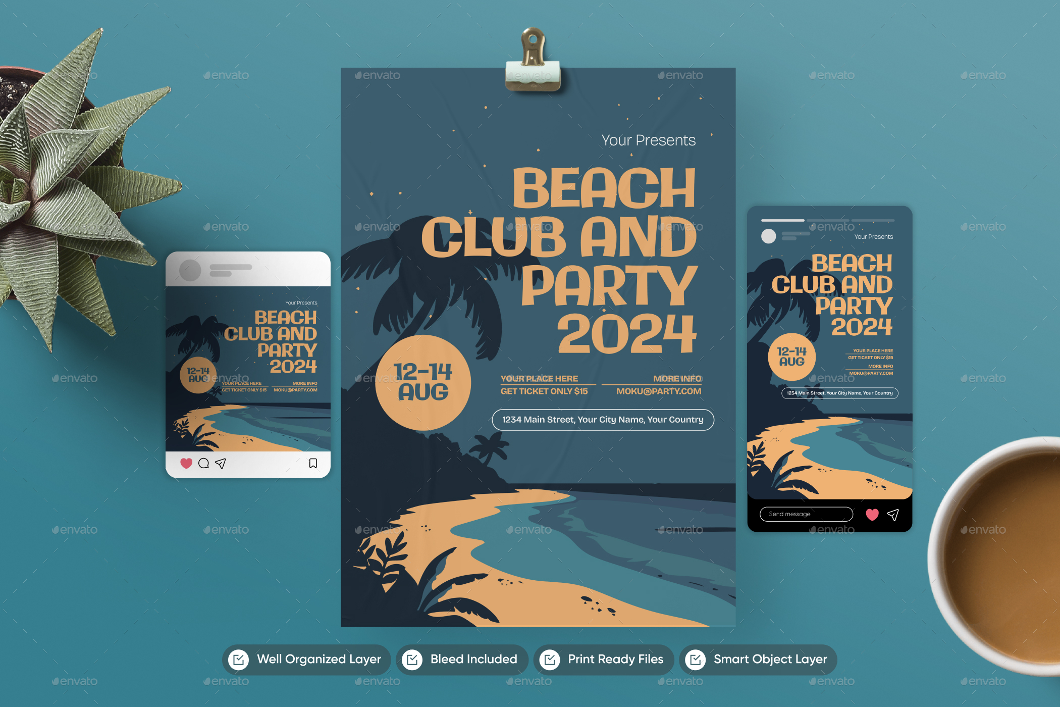 Beach Club - Flyer Set, Print Templates | GraphicRiver