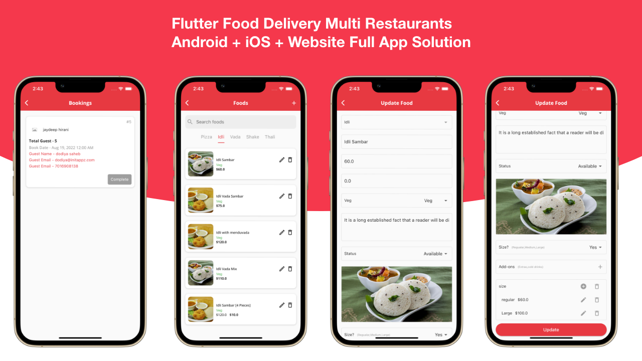 Flutter 3 Food Delivery Multi Restaurants Laravel Backend (Android + iOS + Website + Admin + PWA ...