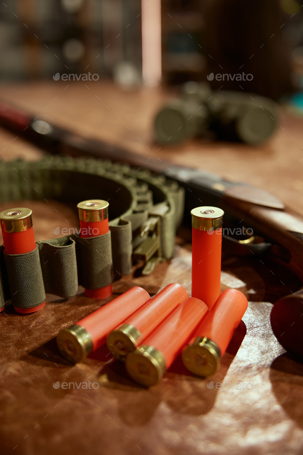 Bullets cartridge and belt chain for storage in weapon shop Stock Photo ...