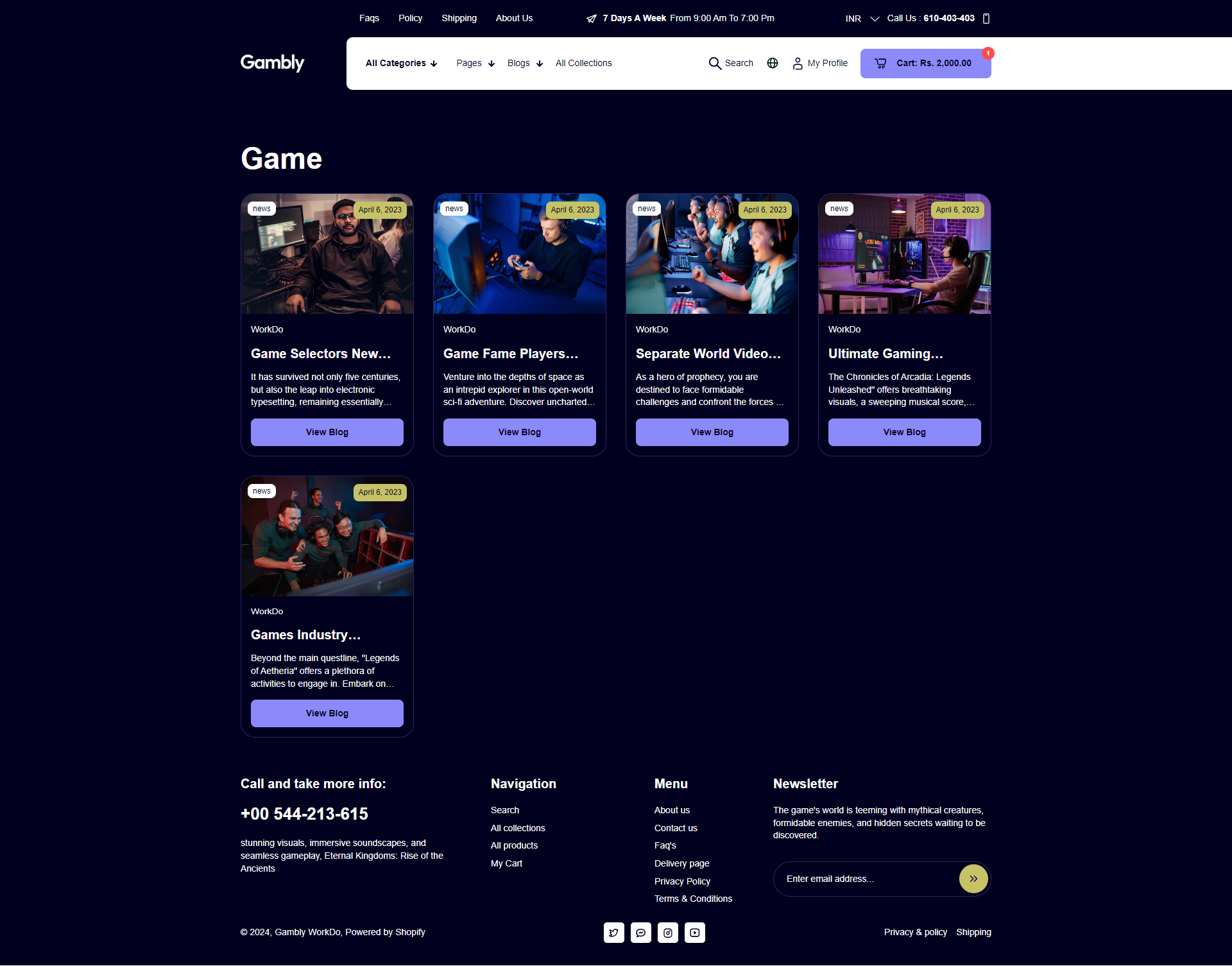 Gambly - Multipurpose Gaming Shopify 2.0 theme by WorkDo | ThemeForest