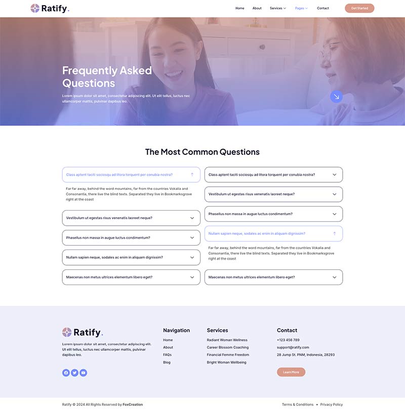 Ratify - Feminine Business Coaching Elementor Template Kit by Fox_Creation