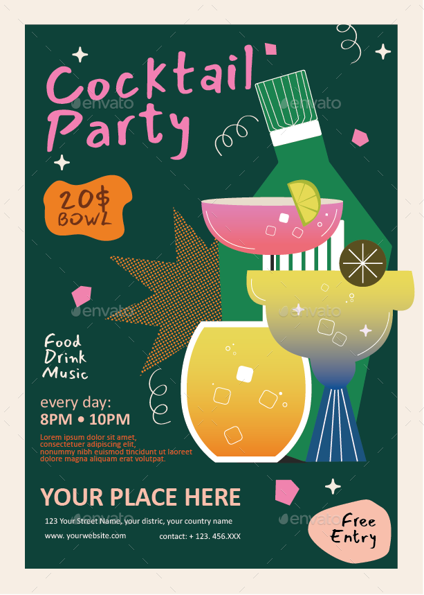 Cocktail Party Flyer, Print Templates | GraphicRiver