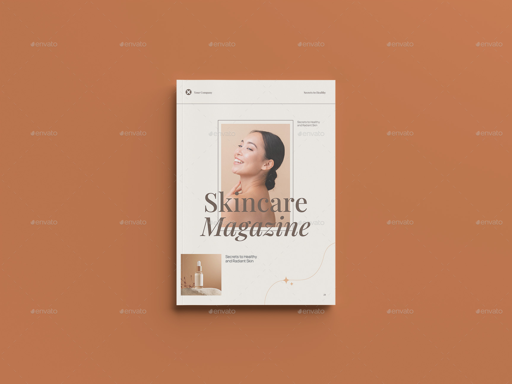 Cream Boho Skincare Magazine, Print Templates | GraphicRiver