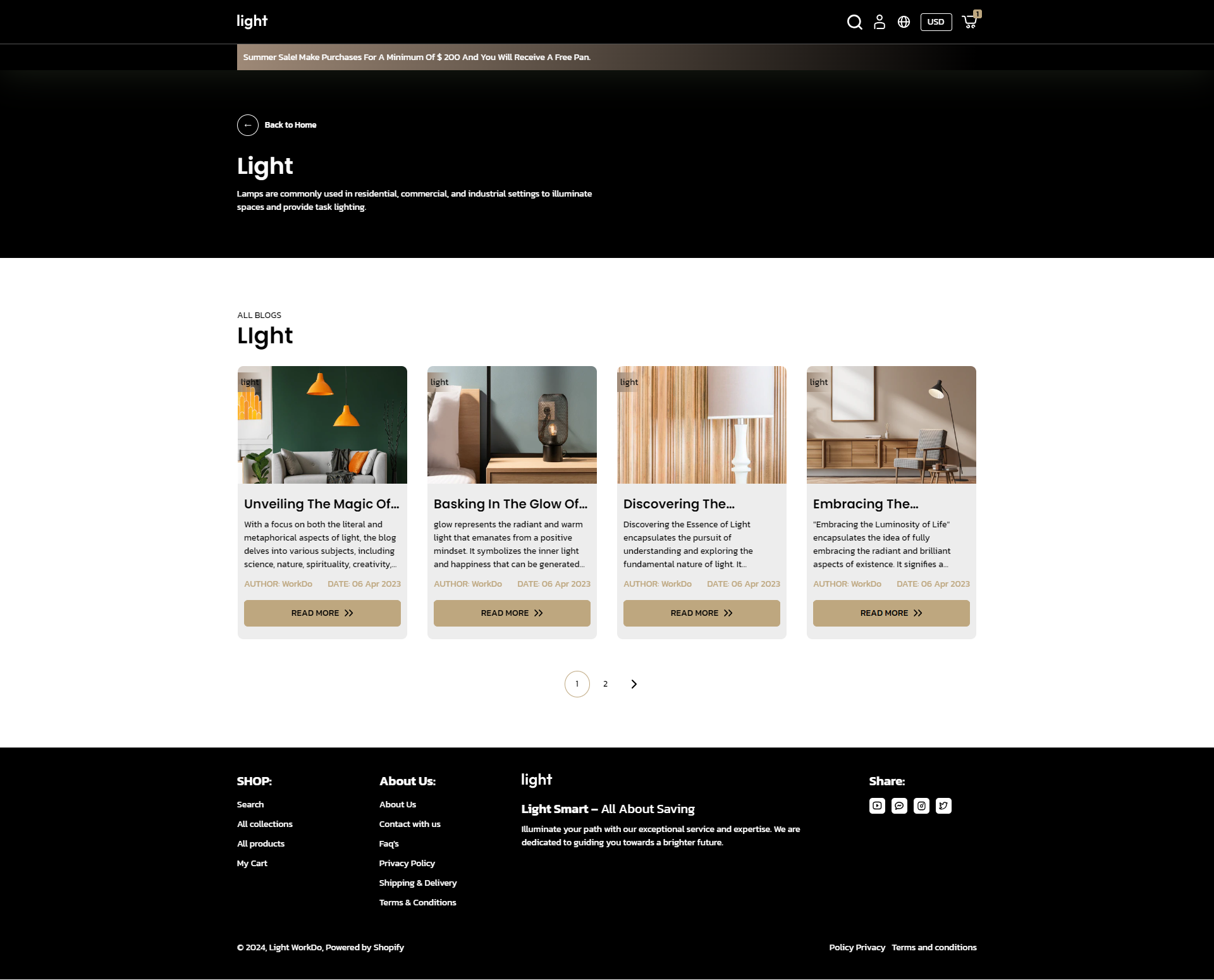 Light - Interior Decor & Lamps Shop Shopify Theme by WorkDo | ThemeForest