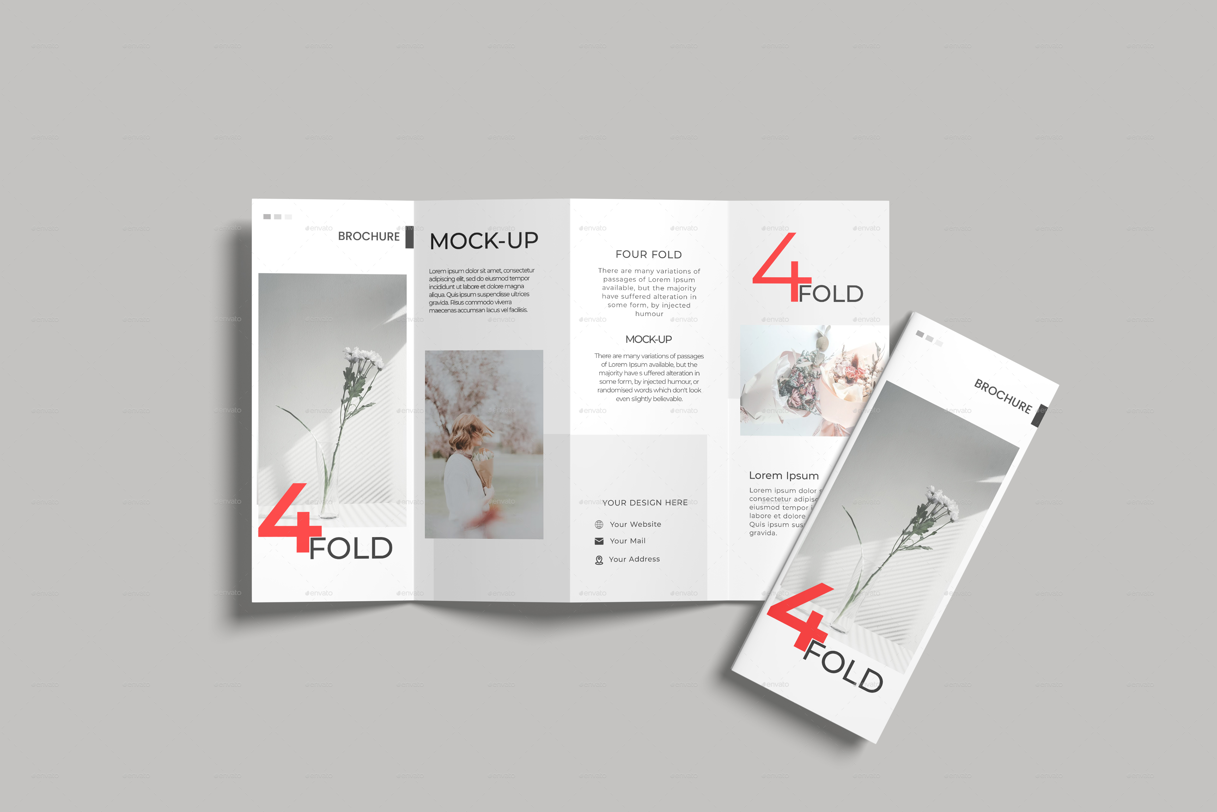 Four-Fold Brochure Mockups, Graphics | GraphicRiver