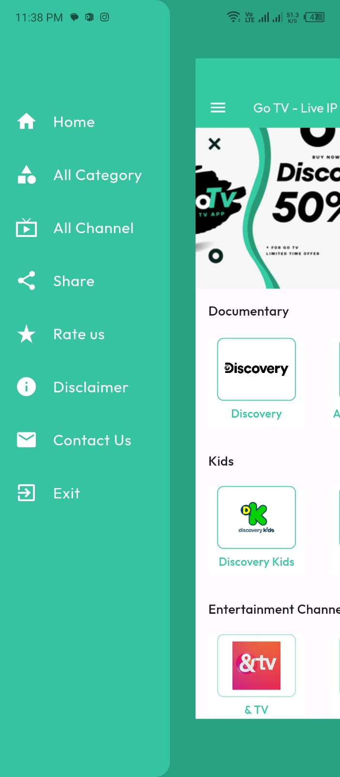 Go TV Live TV App Uisng Flutter for Android & IOS with web admin panel by goribz