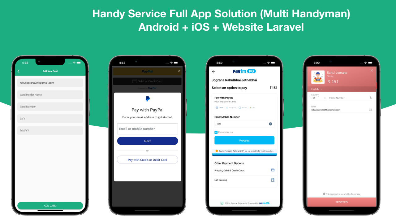 Flutter Handy service - On-Demand Home Services & Shopping Android+iOS+Website Full Solution ...