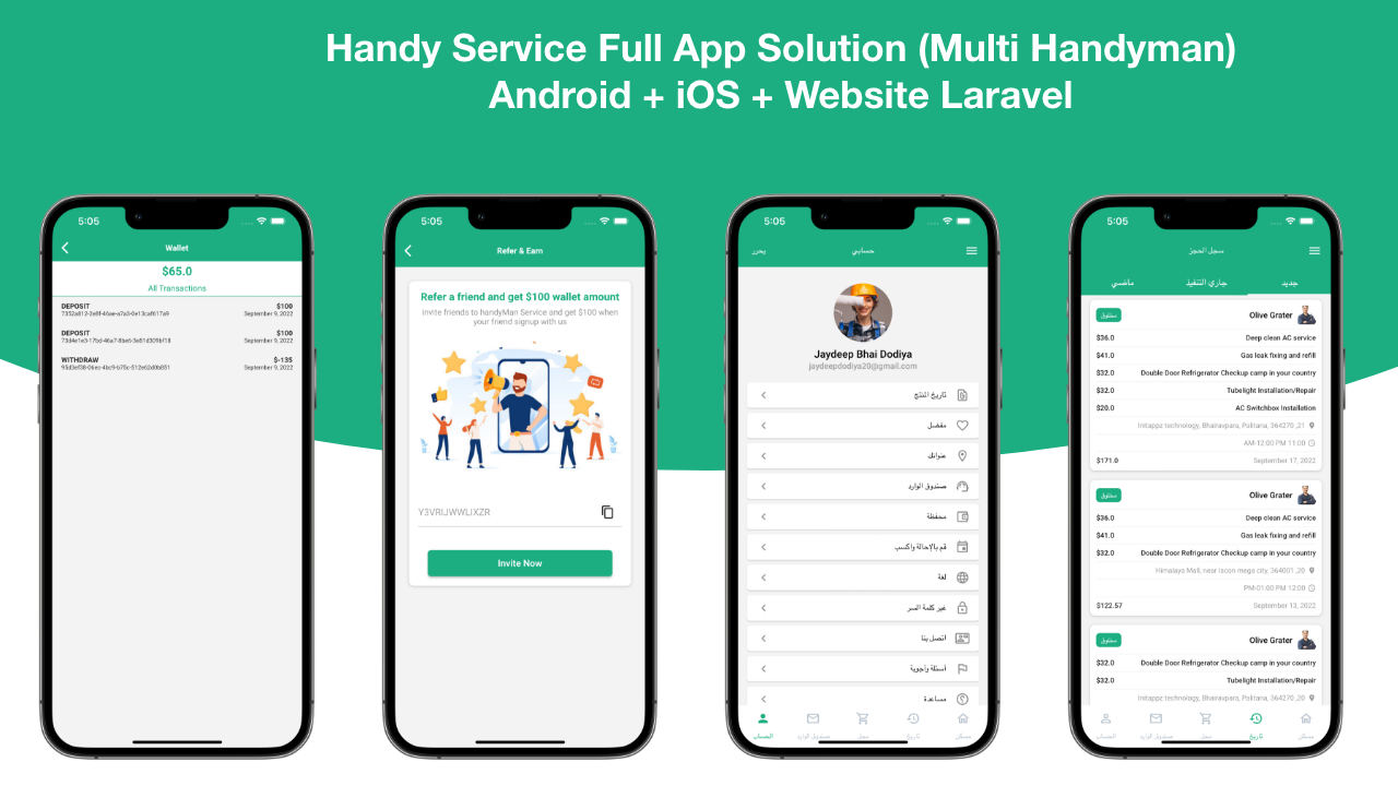 Flutter Handy service - On-Demand Home Services & Shopping Android+iOS+Website Full Solution ...
