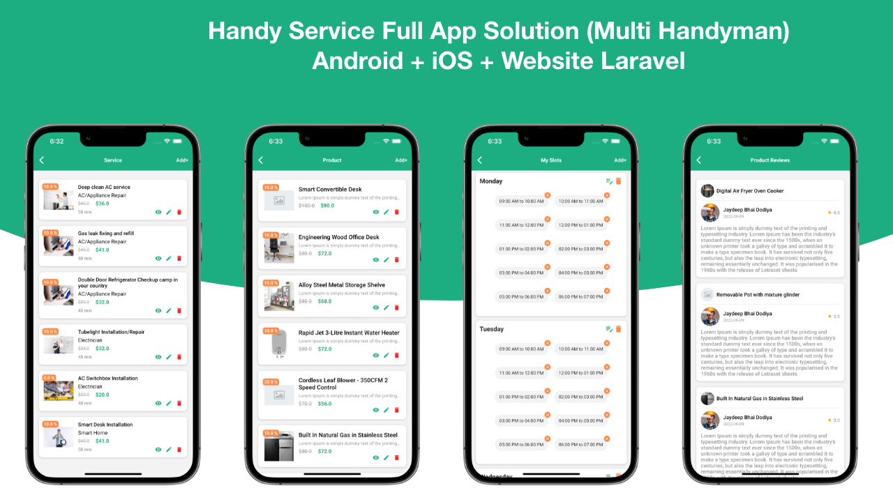 Flutter Handy service - On-Demand Home Services & Shopping Android+iOS+Website Full Solution ...