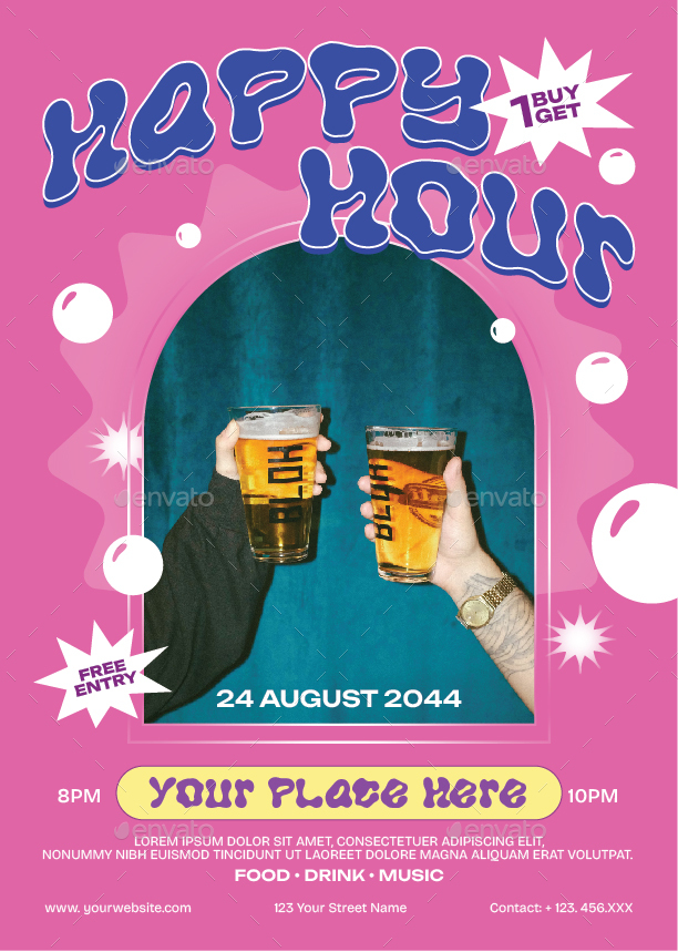 Happy Hour Flyer, Print Templates | GraphicRiver