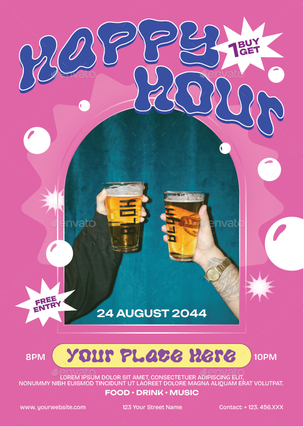 Happy Hour Flyer, Print Templates | GraphicRiver