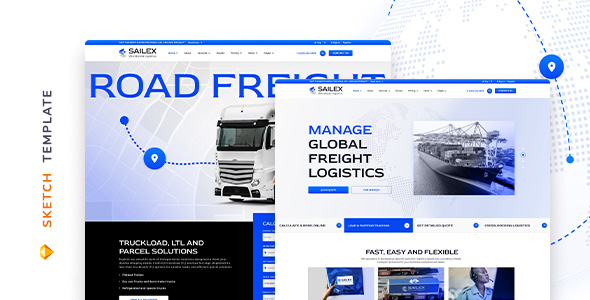 Sailex – Worldwide Logistics Company Template for Sketch by merkulove