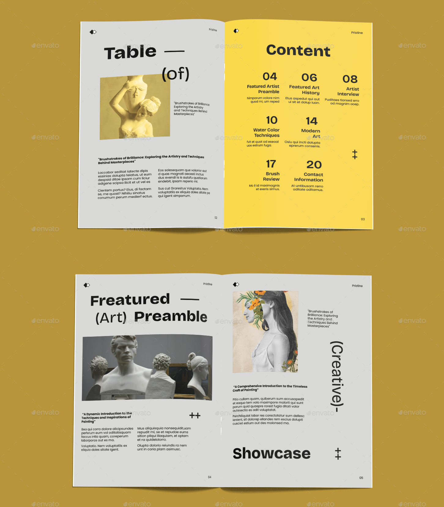 Yellow Grey Minimalism Creative Magazine Information, Print Templates