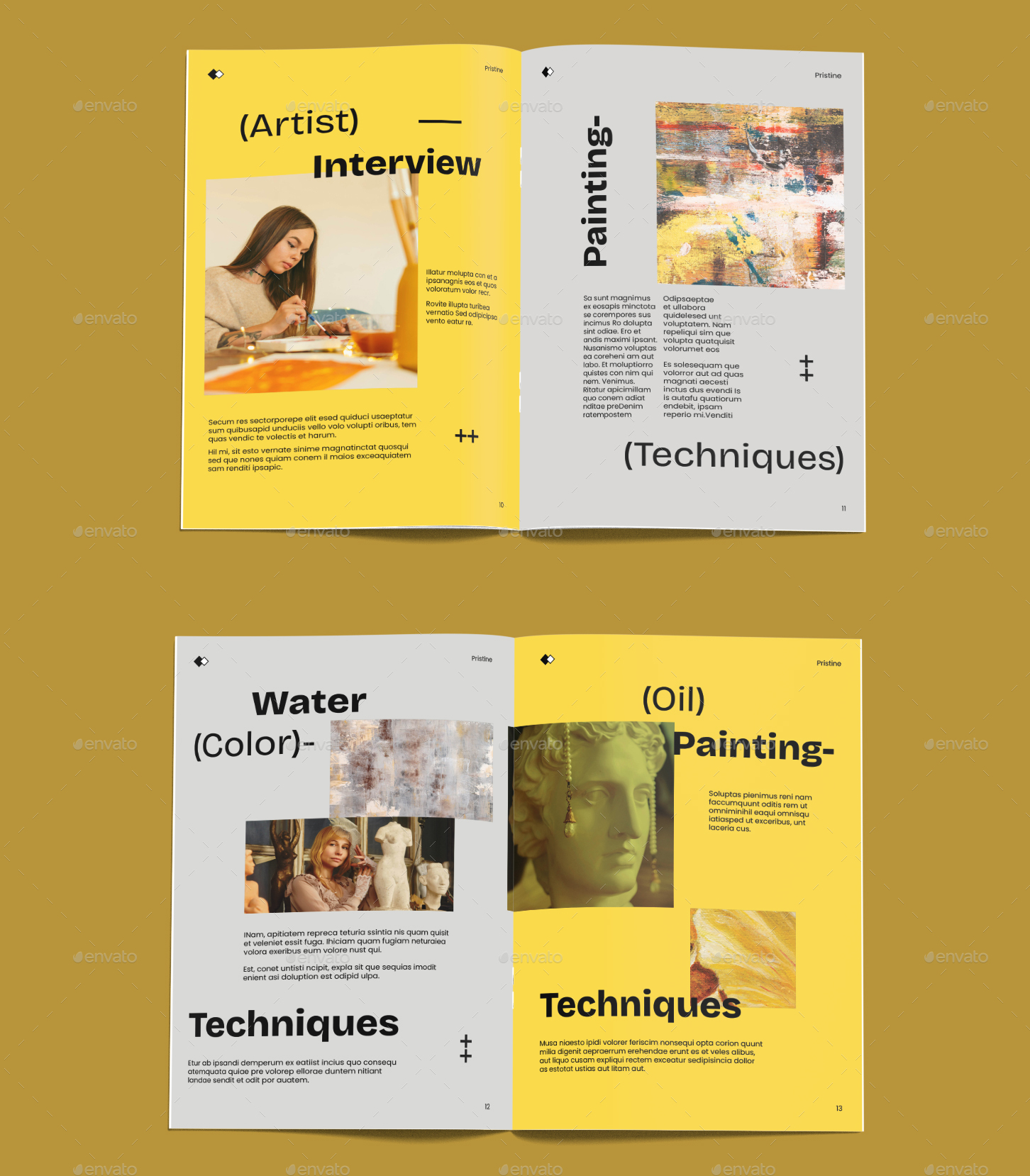 Yellow Grey Minimalism Creative Magazine Information, Print Templates