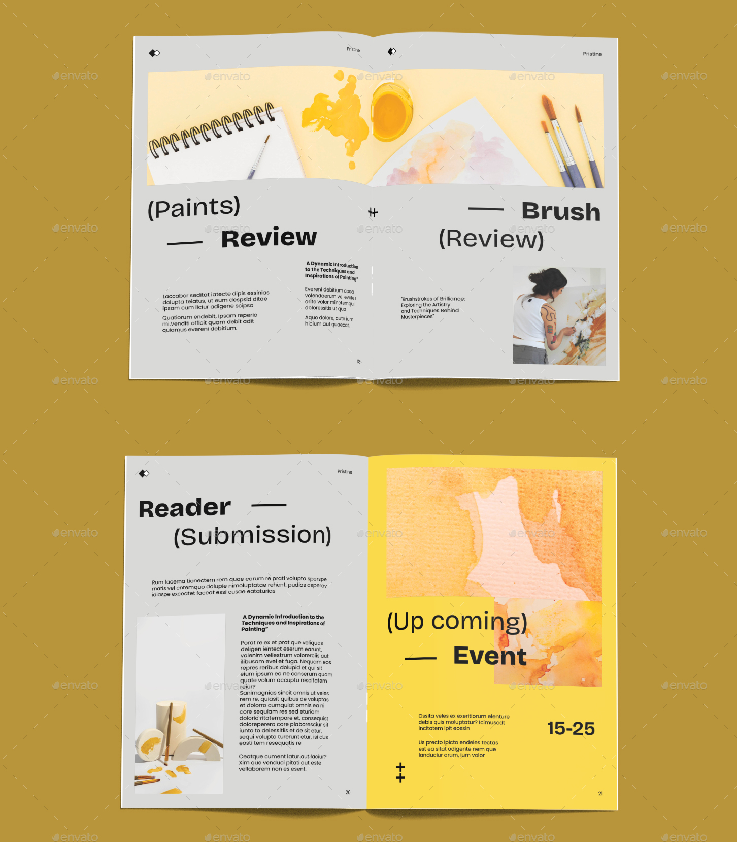 Yellow Grey Minimalism Creative Magazine Information, Print Templates