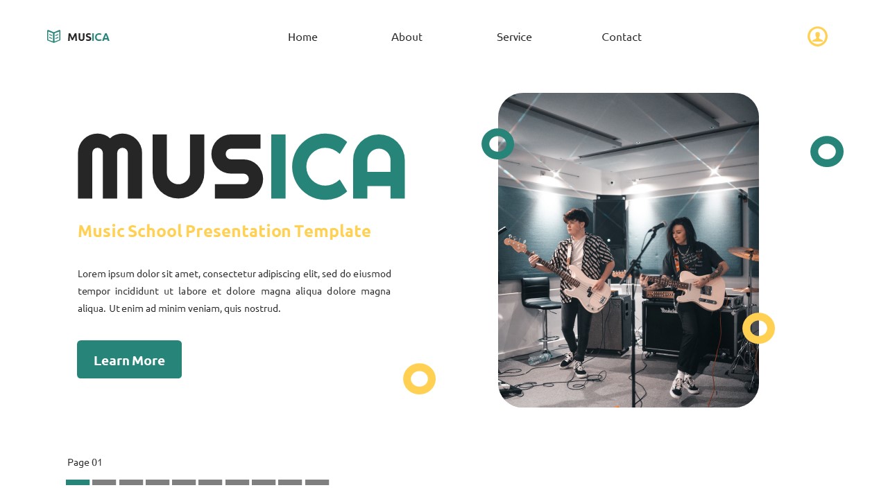 Musica - Music School Google Slide Templates, Presentation Templates