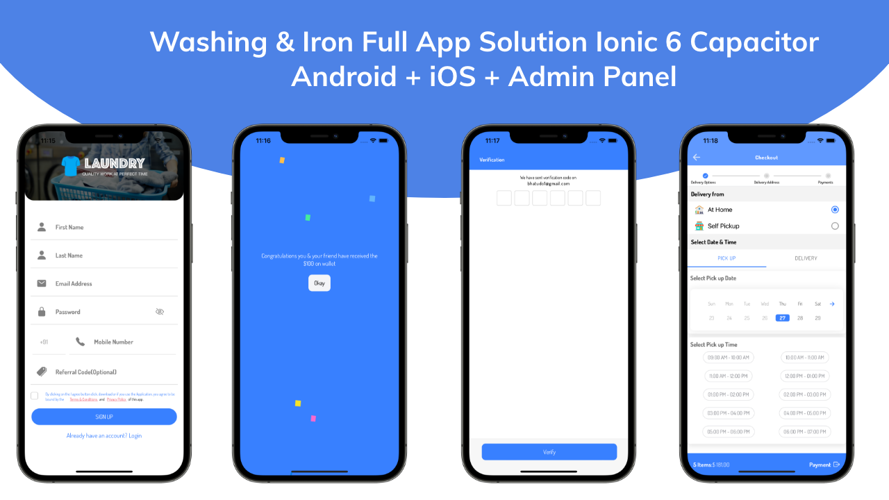 clothes washing and laundry multi-vendor full app solution android ...
