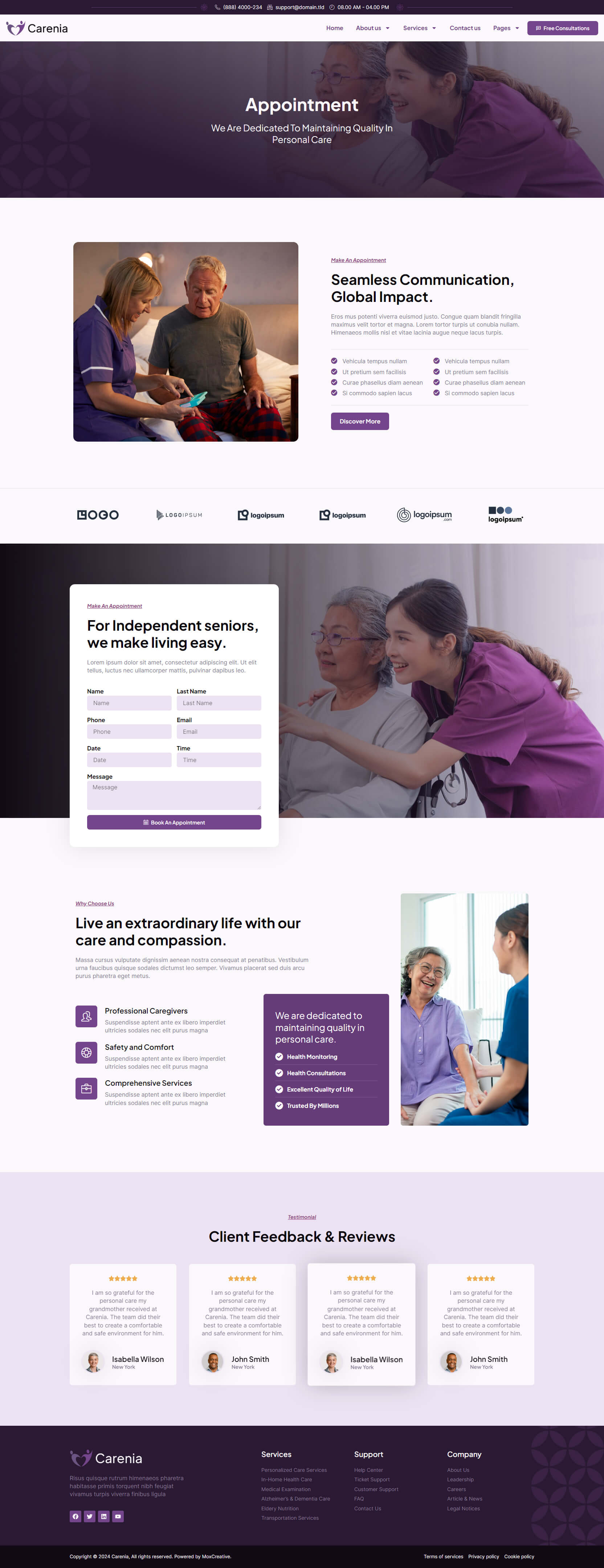 Carenia - Home Care & Private Nursing Services Elementor Template Kit ...