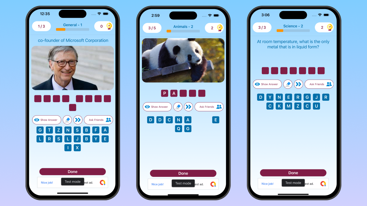 Online Word Quiz + Image Guess + Sound Guess Puzzle Game for iOS by LeenahAlbanna