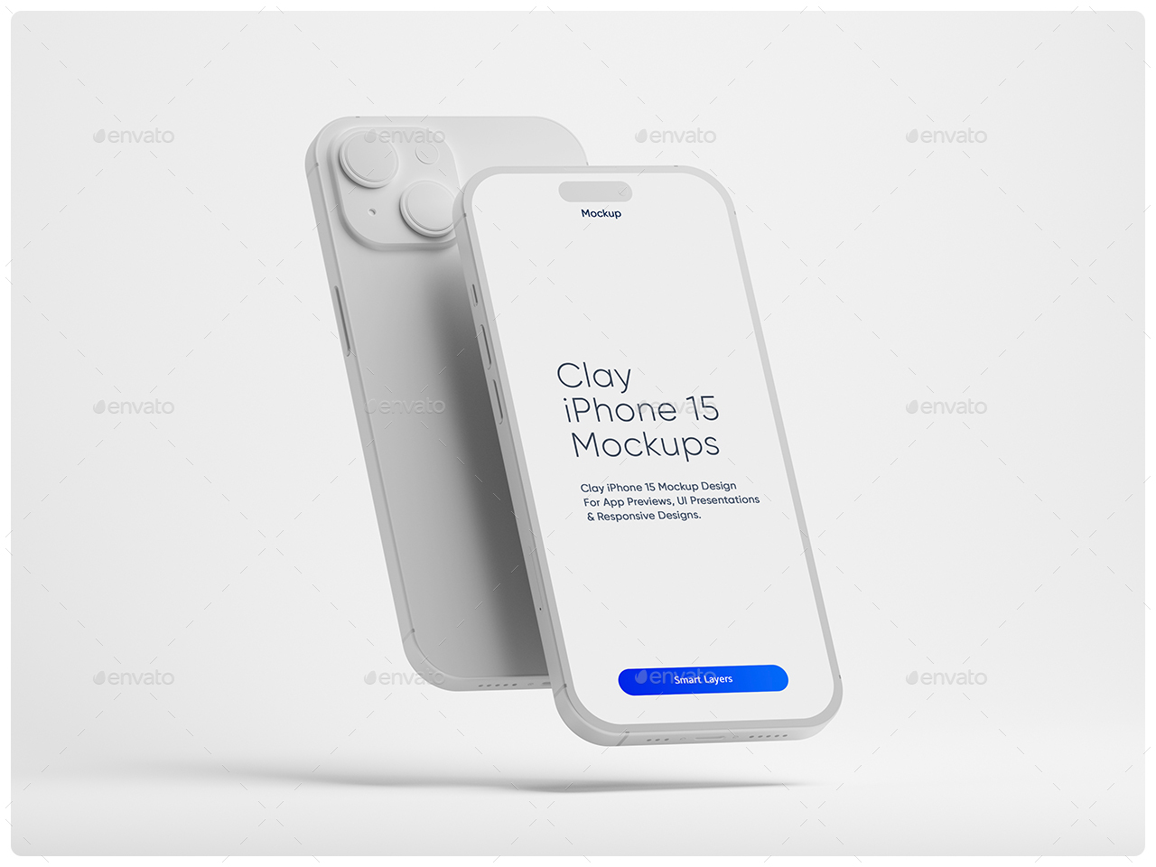Clay iPhone 15 Screen Mockups, Graphics | GraphicRiver
