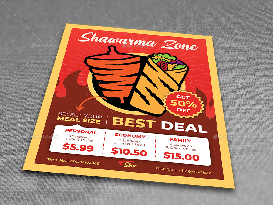 Shawarma Restaurant Flyer Template, Print Templates | GraphicRiver