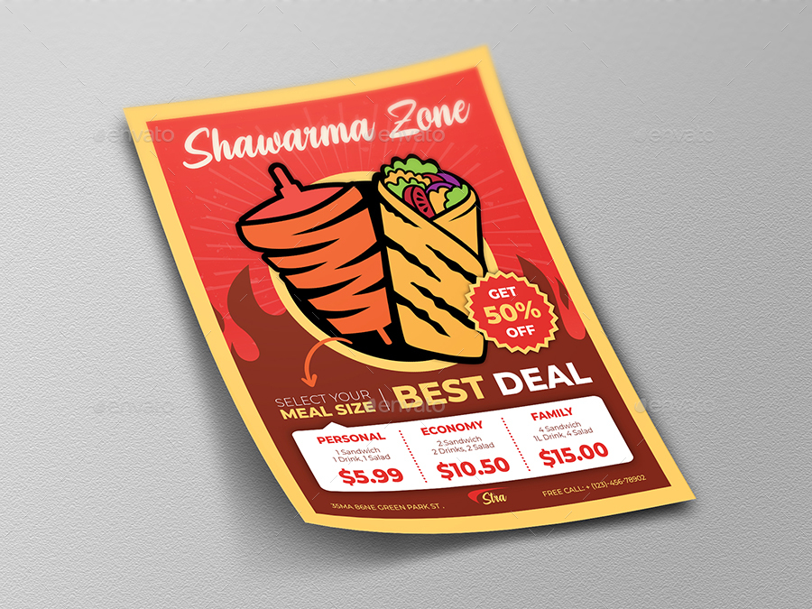 Shawarma Restaurant Flyer Template, Print Templates | GraphicRiver