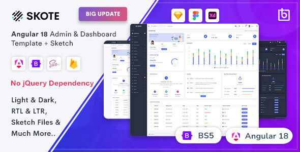 Skote - Angular 18 Admin & Dashboard Template + Sketch by Themesbrand