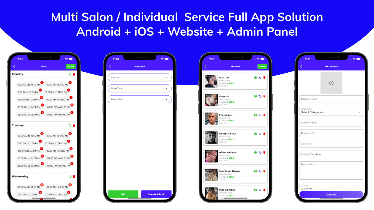 Multi Salon, Individual Appointments Booking System Full App Solution Flutter / Laravel ...