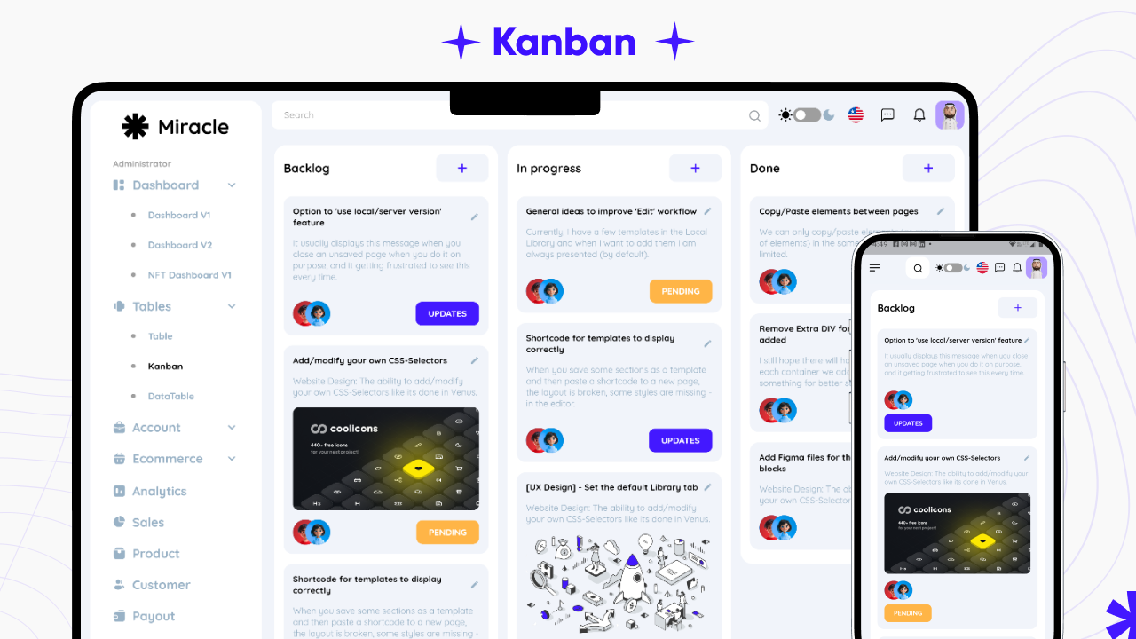 Miracle - Marketing Admin Dashboard Template | Admin Dashboard UI Kit ...