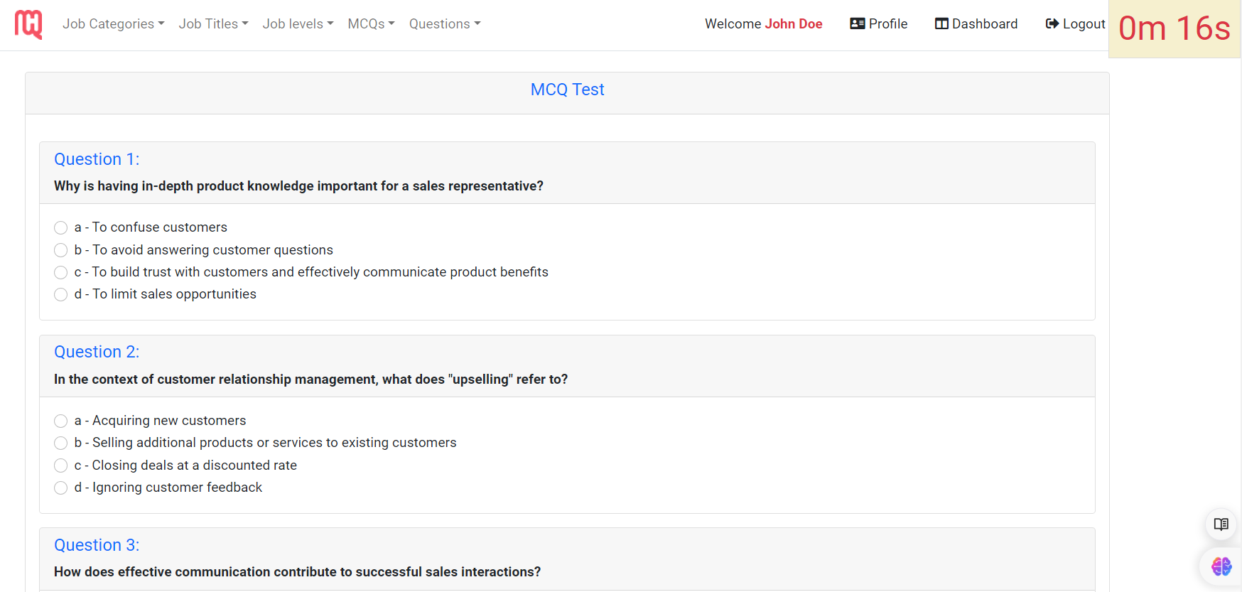 MCQ - Career Skills Assessment Platform by monsernet | CodeCanyon
