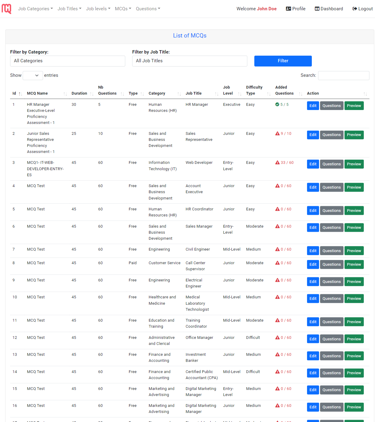 MCQ - Career Skills Assessment Platform by monsernet | CodeCanyon