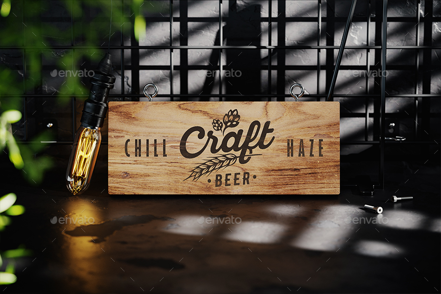 Hanging Wooden Sign Board Mockup, Graphics | GraphicRiver