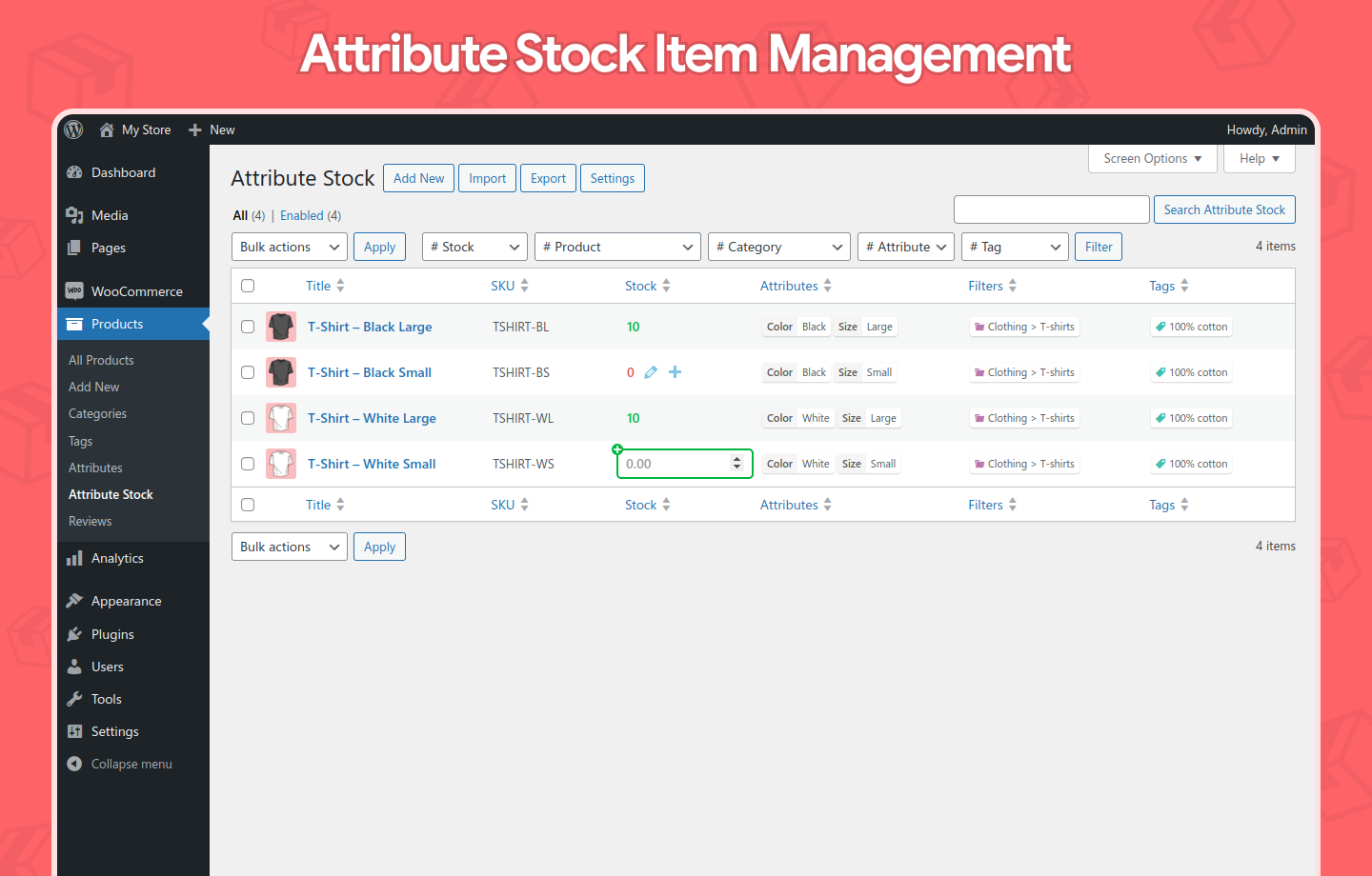 WooCommerce Attribute Stock – Shared Stock & Variable Quantities by MewzPlugins