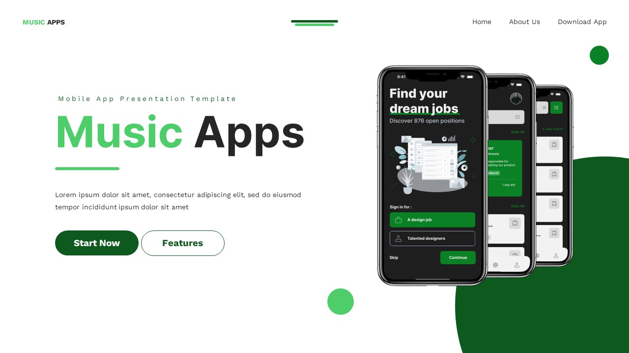 Music Apps - Mobile App Powerpoint Templates, Presentation Templates