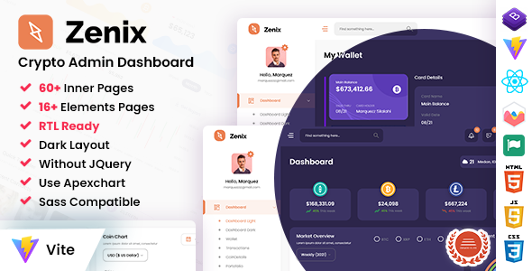 Zenix - Vite Crypto Admin Dashboard Template by DexignZone | ThemeForest