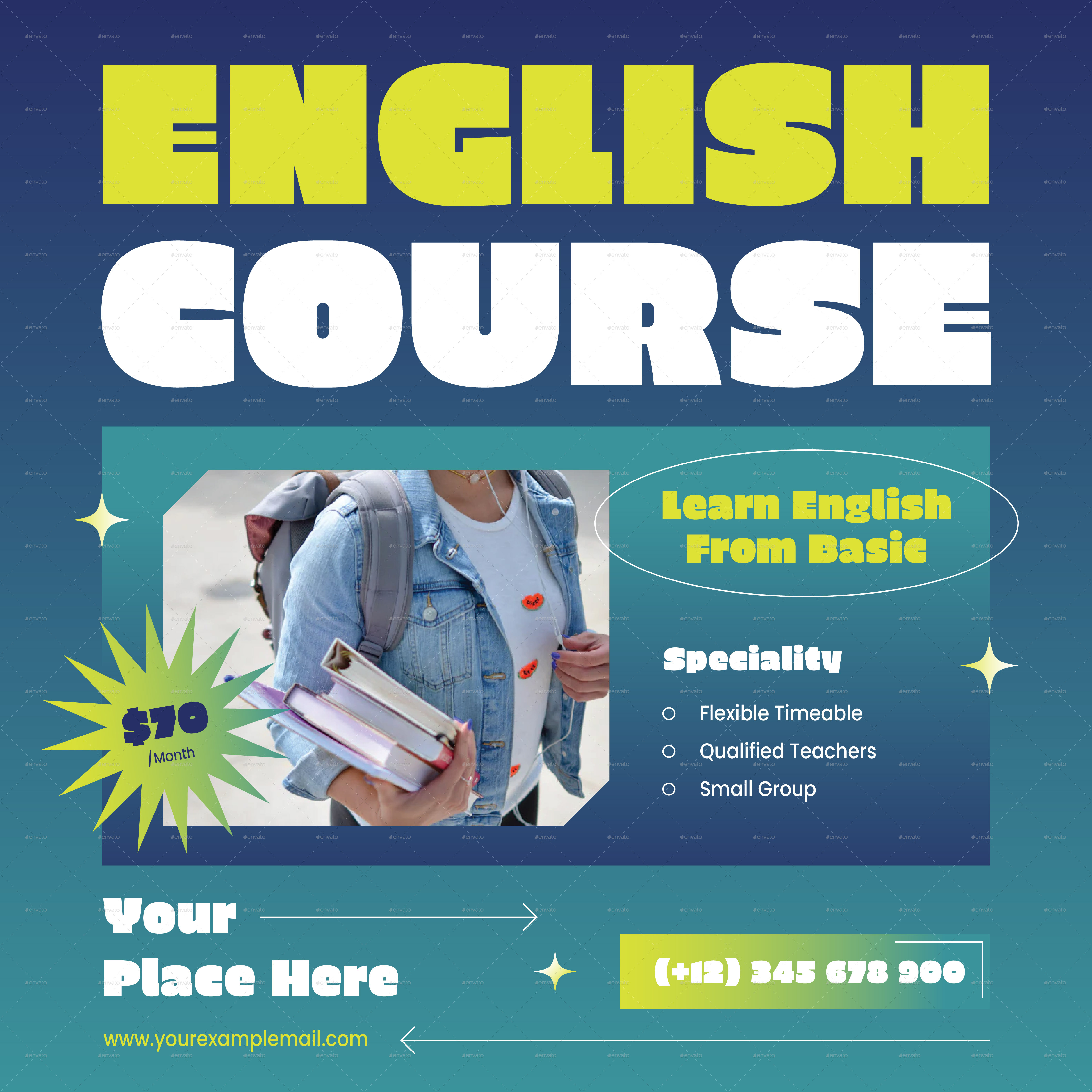 Language Course Flyer, Print Templates | GraphicRiver