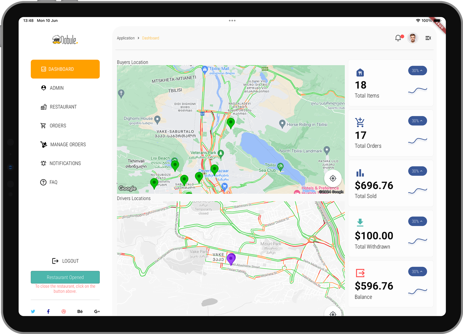 DobuleRest - Fully Functional iPad and Web Application | Restaurants Side by MecoNata